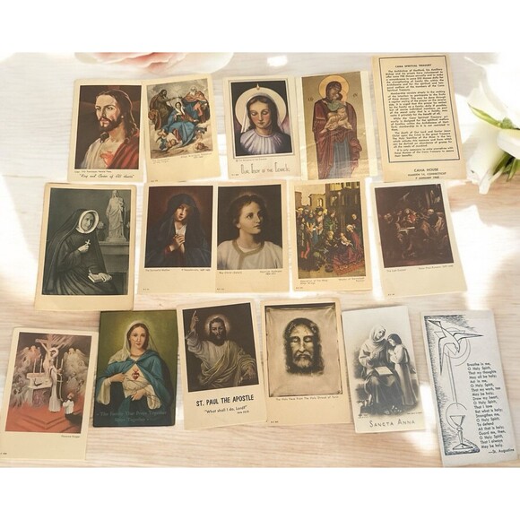 Other | Catholic Holy Cards Lot Of 15 Various Mary Jesus Saints Prayer ...